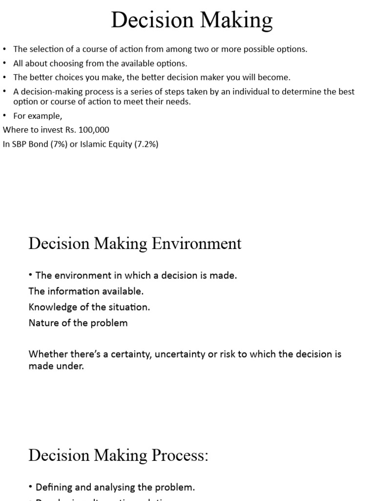 Decision Making | PDF | Decision Making | Option (Finance)