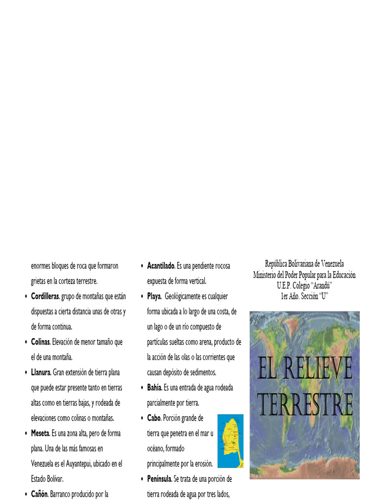 Triptico Relieve Terrestre | PDF | Montañas | Corteza (Geología)