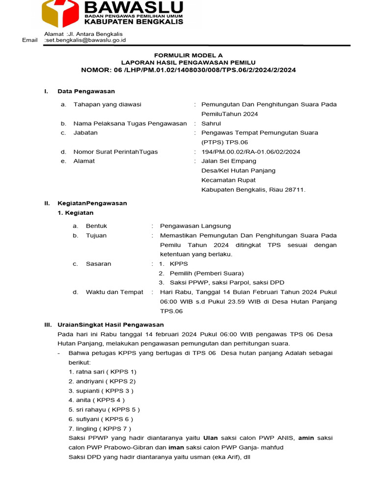 Contoh FORM-A - TANGGAL - 14 - FEBRUARI - 2024 | PDF