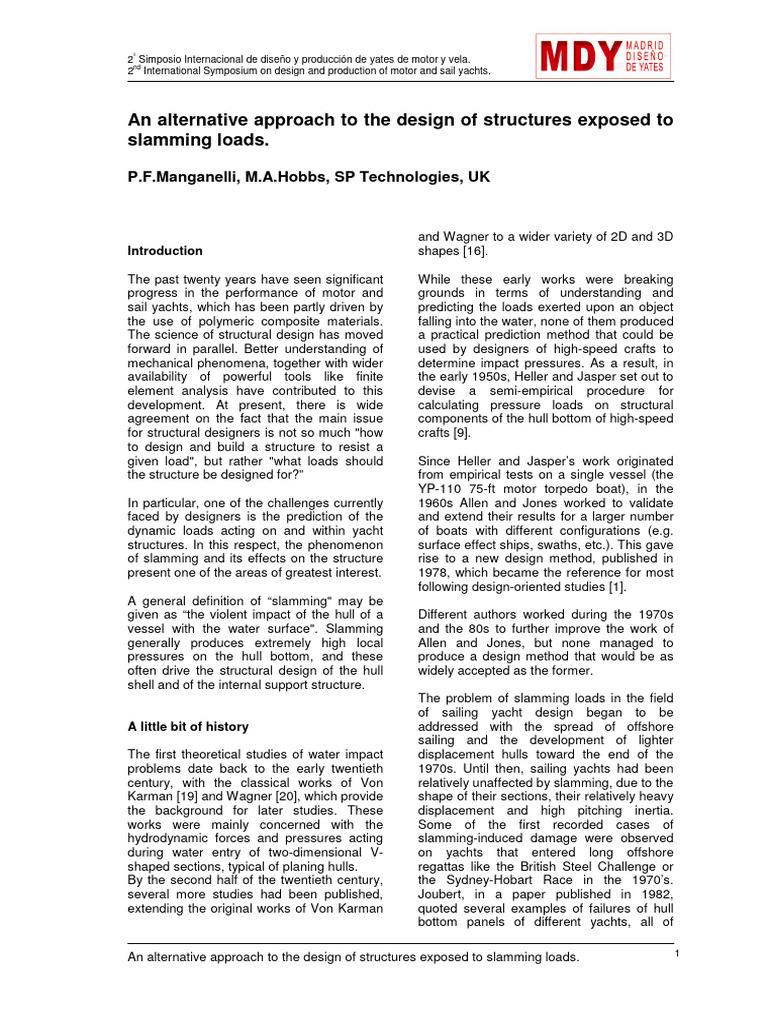 Slamming Load Design in Yachts | PDF | Fluid Dynamics | Force
