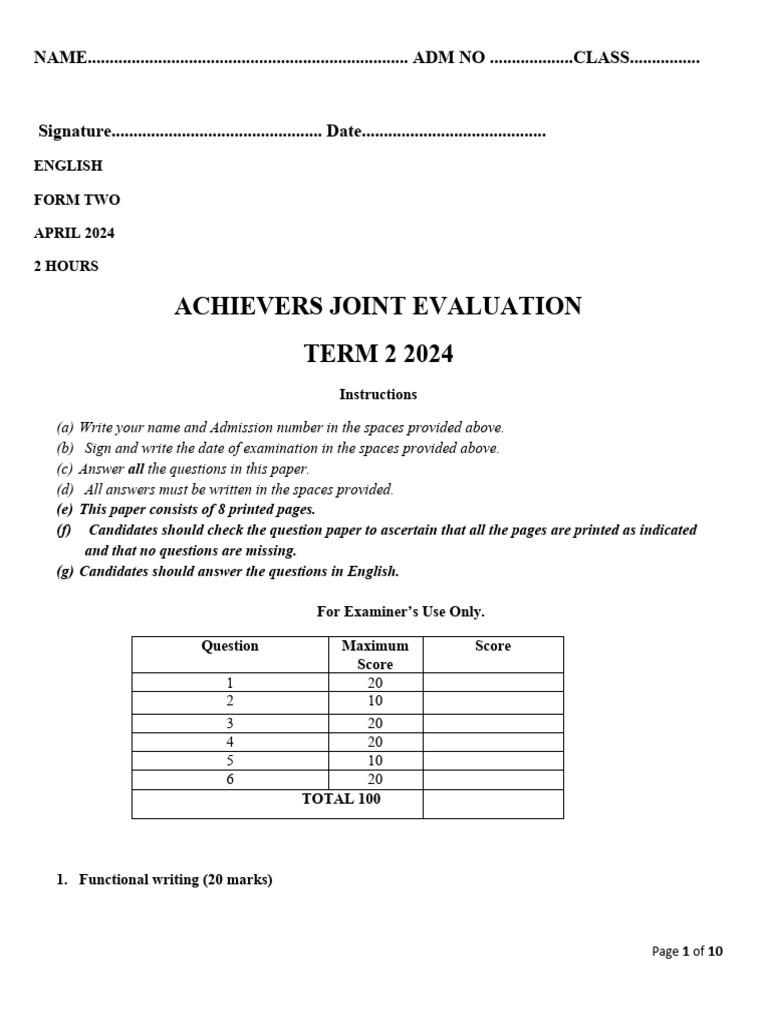 English Form 2 F | PDF