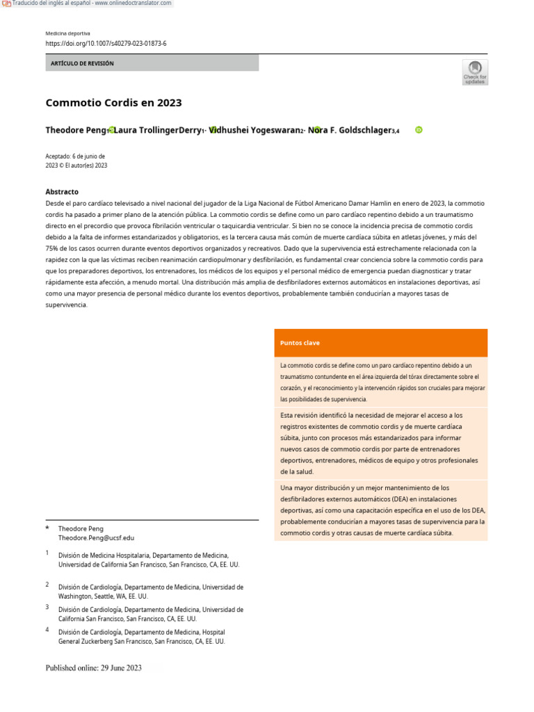 Articulo Lec. Conmotion Cordis 2023.en - Es | PDF | Paro cardíaco ...