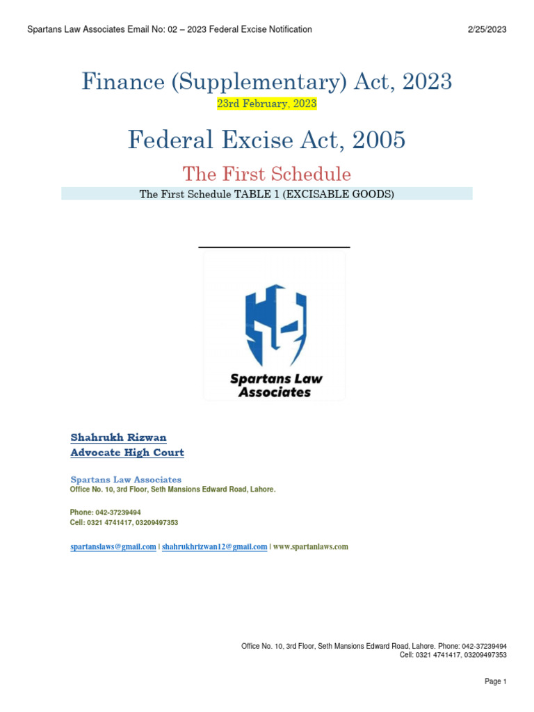 Supplement Finance Act 2023 | Download Free PDF | Cement | Taxes