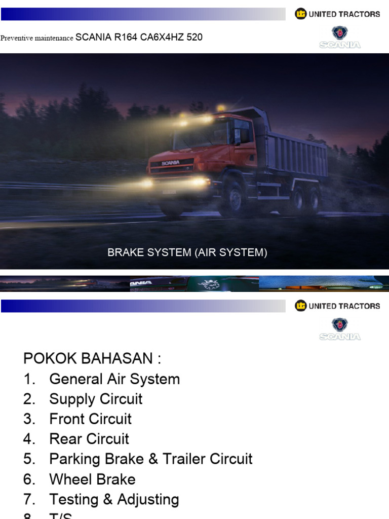 Scania R164 CA6X4HZ Brake System Guide | PDF | Valve | Brake