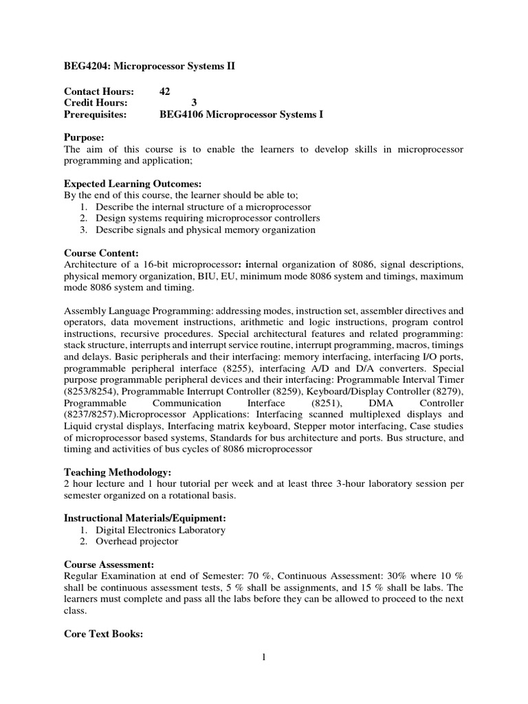 Microprocessor Systems II Course Overview | PDF | Assembly Language | Central Processing Unit