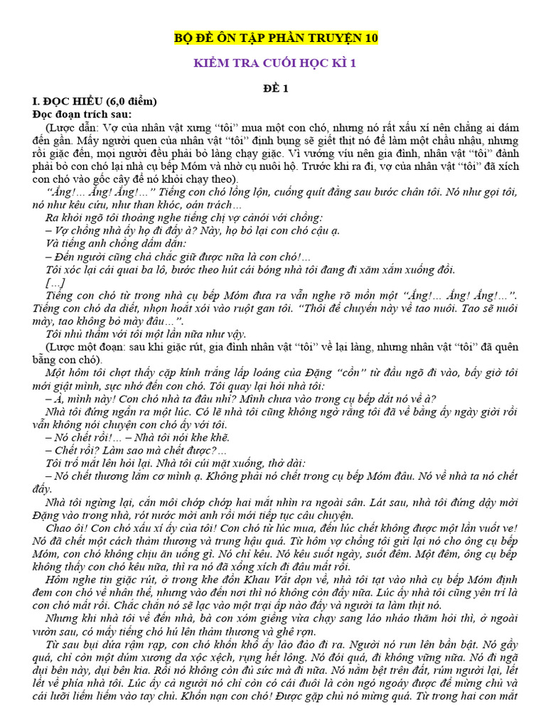 10 de On Tap HK1 Ngu Van 10 Phan Truyen | PDF