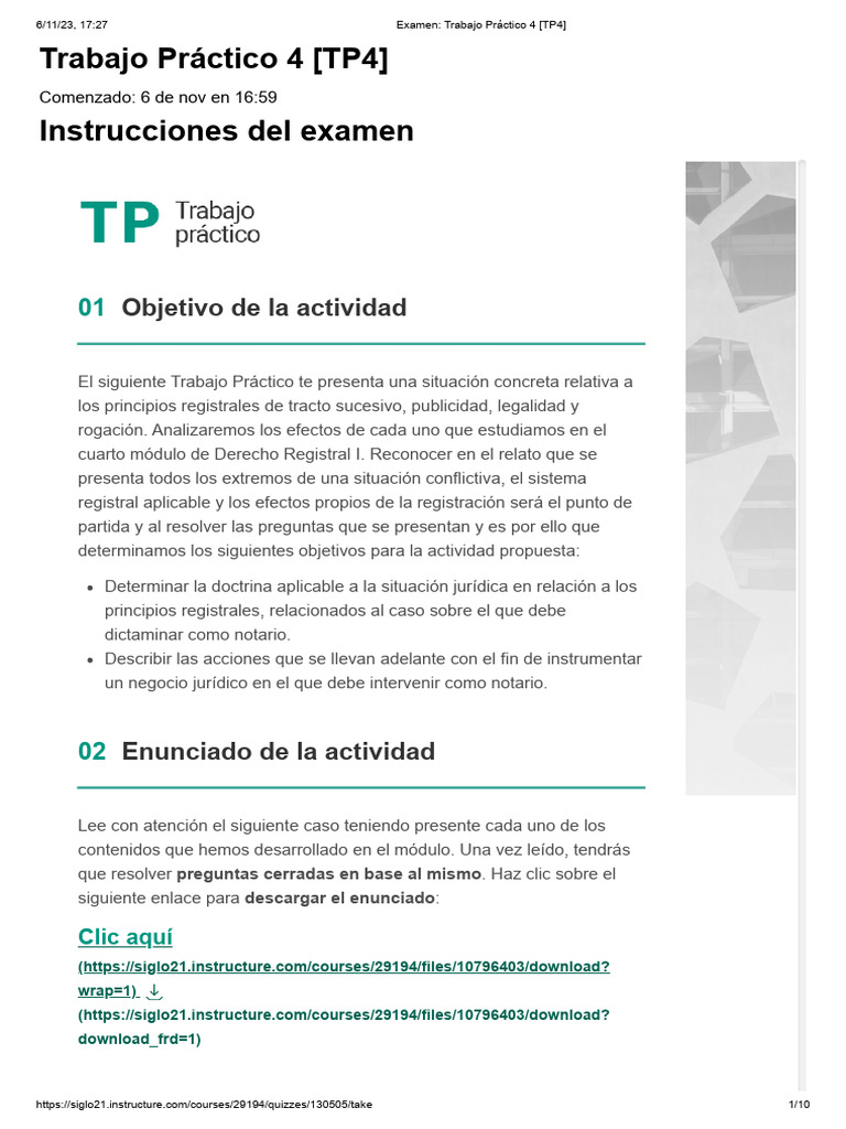 Examen - Trabajo PrÃ¡ctico 4 (TP4) | PDF | Propiedad | Derecho Civil (Common Law)