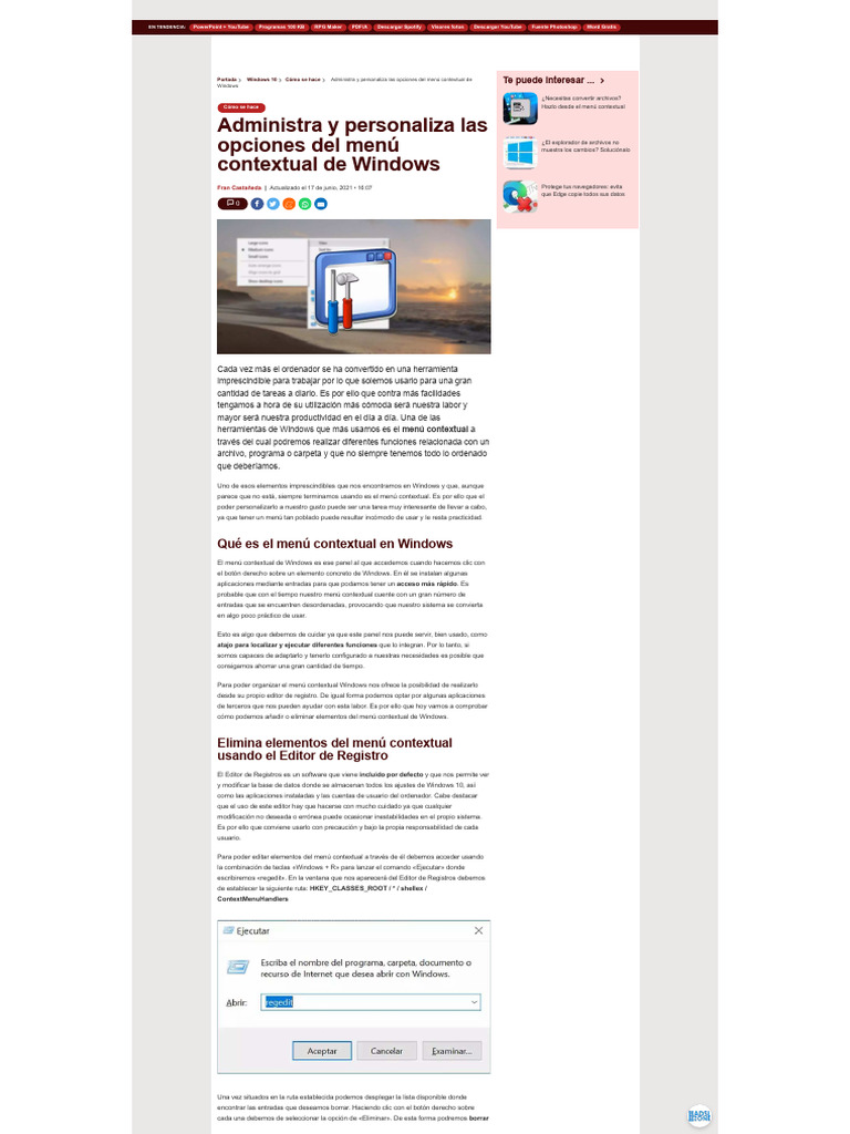 Opciones Del Menú Contextual | PDF | Archivo de computadora | Windows 10