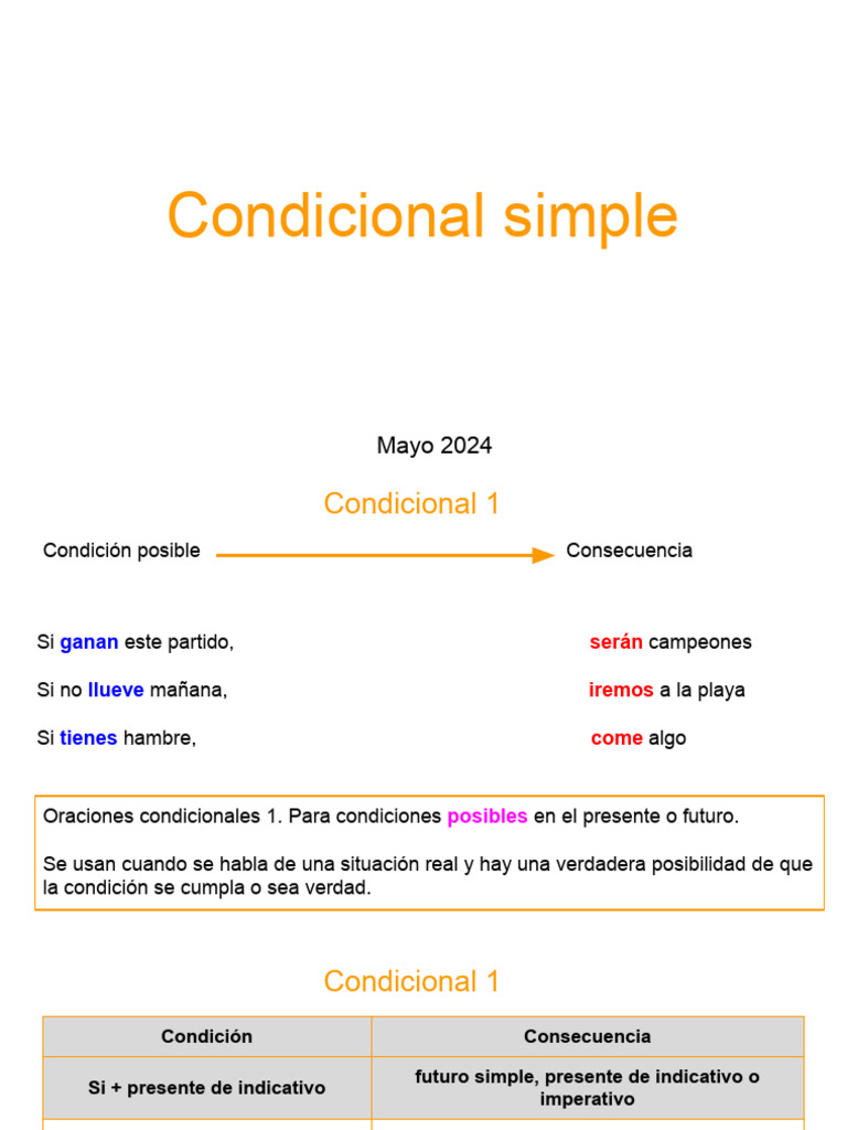 31. Condicional 1 | PDF | Lingüística | Gramática