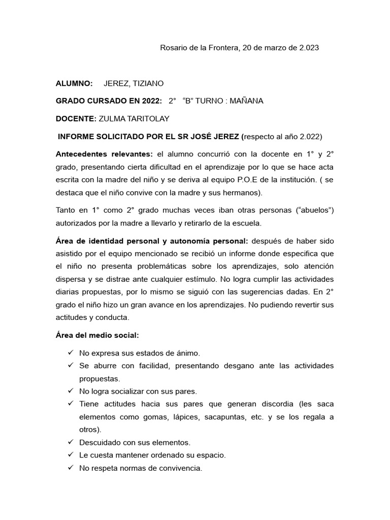 Informes de Progreso Escolar 2023 | PDF | Salud y bienestar