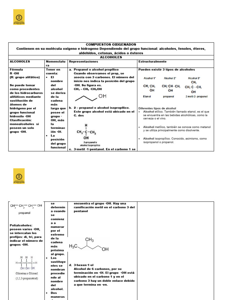 Compuestos Oxigenados - Alcoholes | PDF | Etanol | Química Orgánica