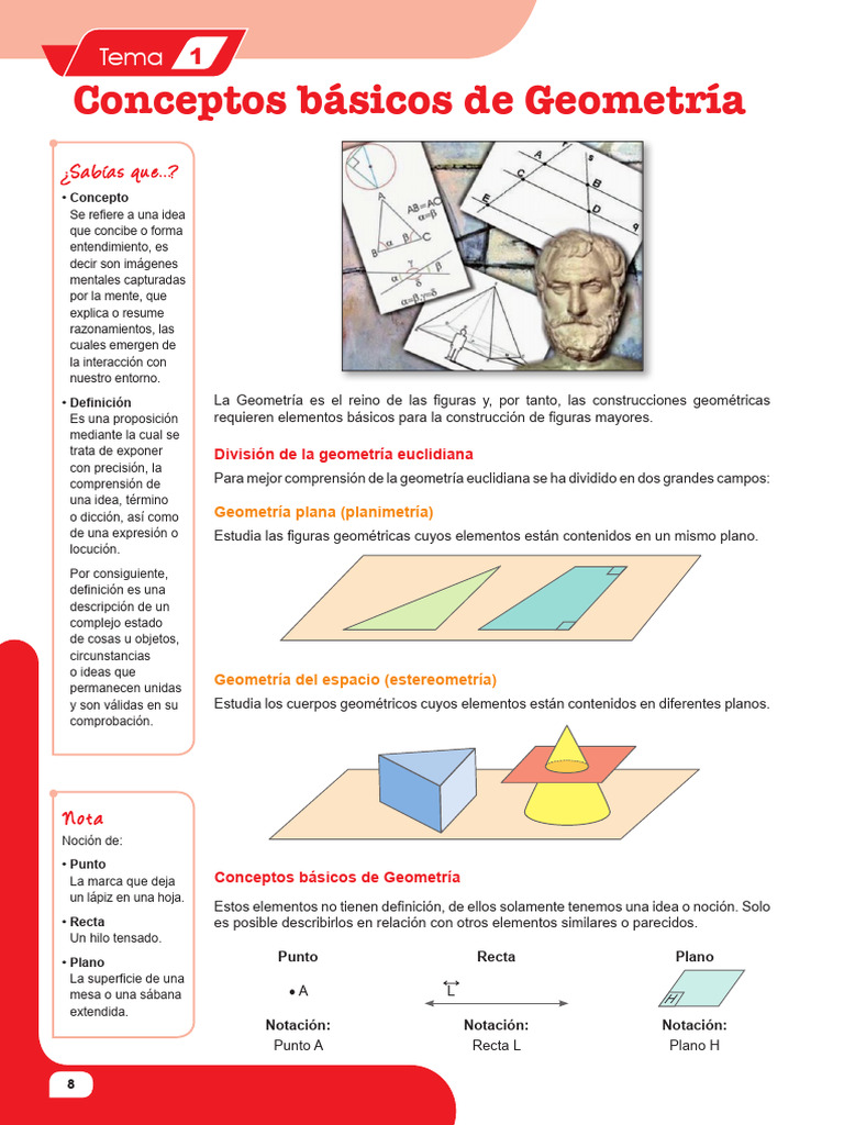 GEOMETRÍA - 4° TEMA - N1 - Conceptos Básicos de Geometría | PDF | Geometría | Geometría euclidiana