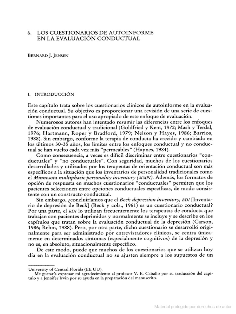 Cuestionarios de Autoinforme | PDF
