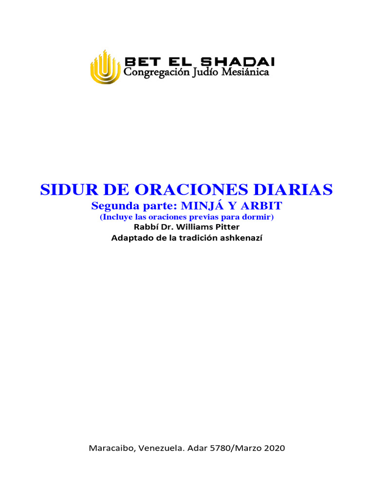 Sidur de Oraciones Diaras Minja y Arvit | PDF | Oración | Bendición