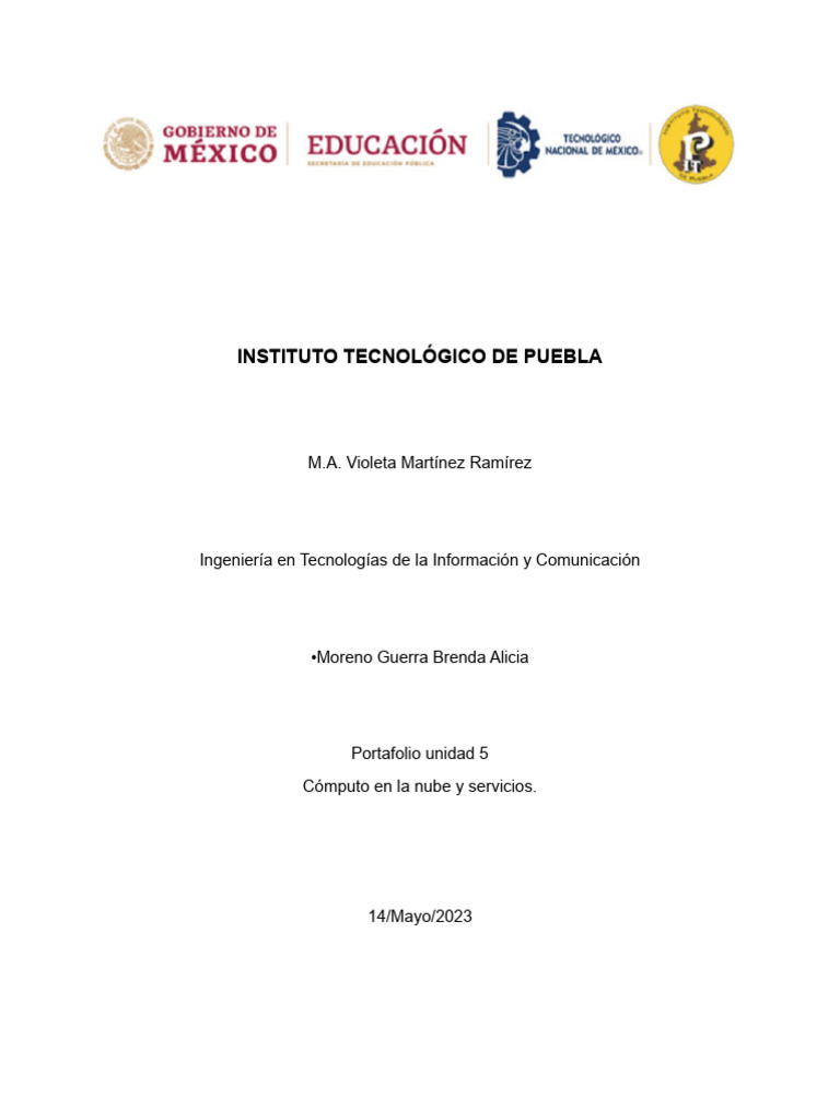 Portafolio Unidad 5 Cómputo en La Nube y Servicios | PDF | Computación ...