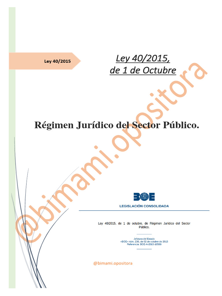 Ley 40/2015: Régimen Jurídico AAPP | PDF | Ley de la Unión Europea | Daños y perjuicios