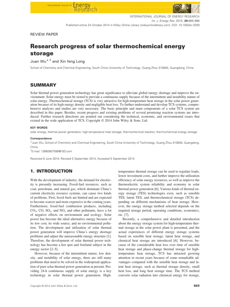 Intl J of Energy Research - 2014 - Wu - Research Progress of Solar ...