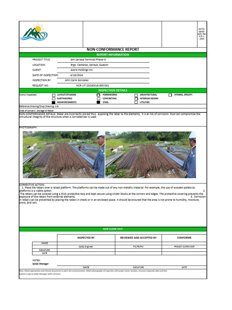Non-Conformance Report | PDF | Corrosion | Materials