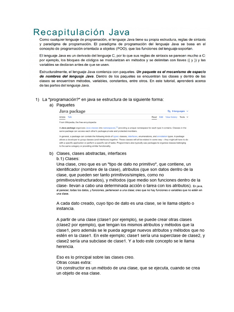 Repaso Java (Estructura de Datos) | PDF | Java (lenguaje de programación) | Objeto (informática)