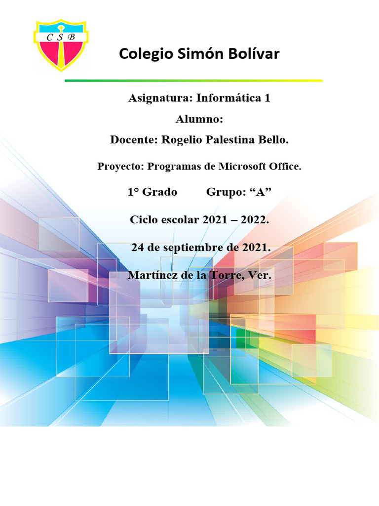 Portada Proyecto. | Descargar gratis PDF | Microsoft Word | Microsoft ...