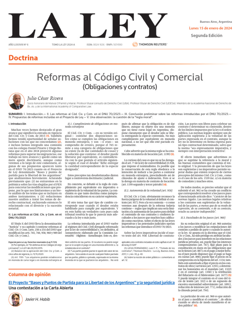 Reformas Al C Digo Civil y Comercial 1705509200 | PDF | Caso de ley | Moralidad