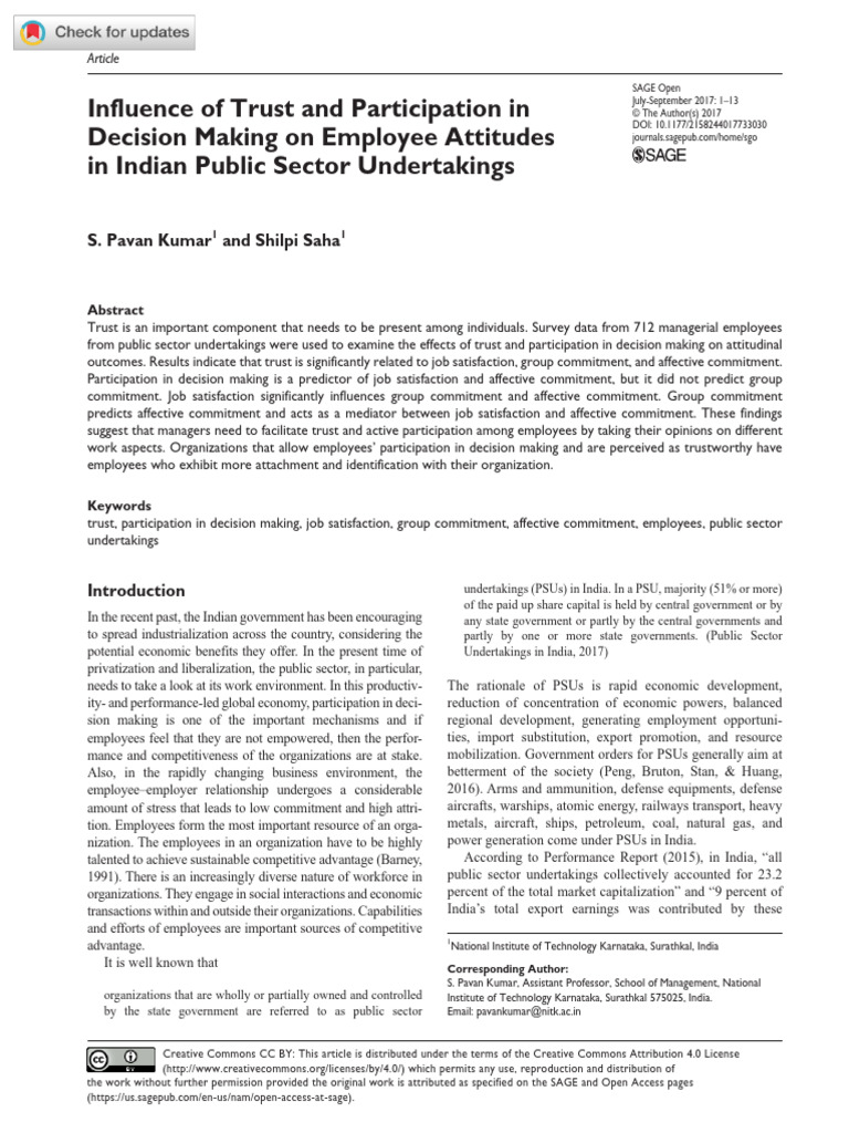 Trust & Decision Making in Indian PSUs | PDF | Structural Equation ...