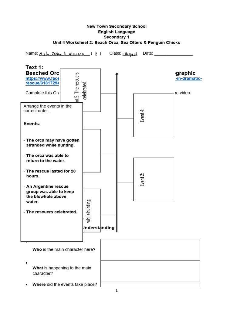9 U4WS2 - Beach Orca, Sea Otters, Penguin Chicks v1 | PDF | Word ...