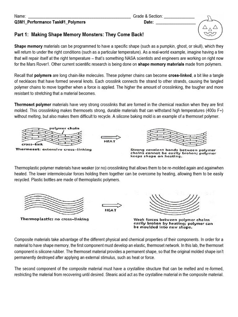 Q3M1PT1 - Reading Selection and Developing Activities - Polymers | PDF ...