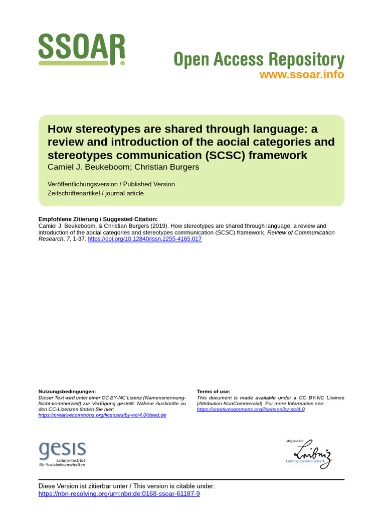 How Stereotypes Are Shared Through Language, 2019 | PDF | Stereotypes ...