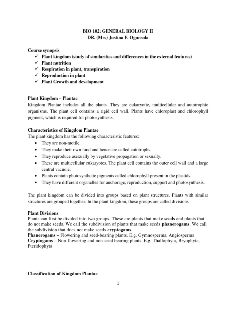 Bio 102 notes | PDF | Plant Reproduction | Flowers