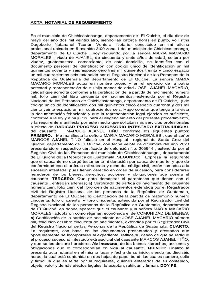 Proceso Sucesorio Intestado | PDF | Herencia | Guatemala