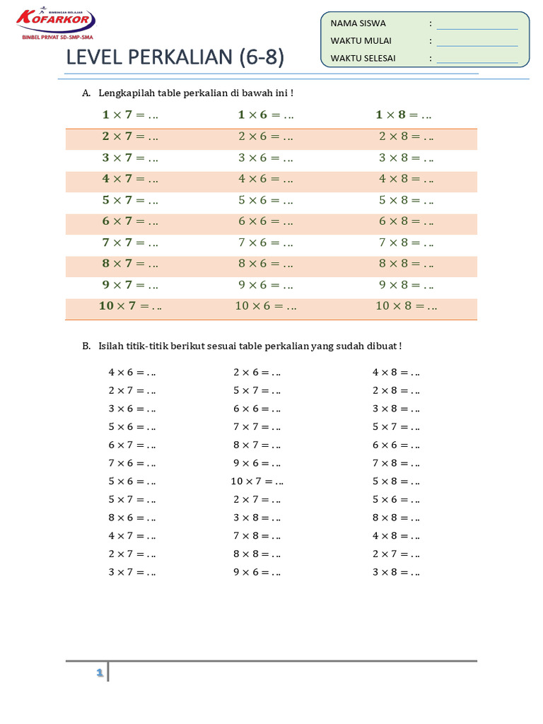 Perkalian 6 9 | PDF