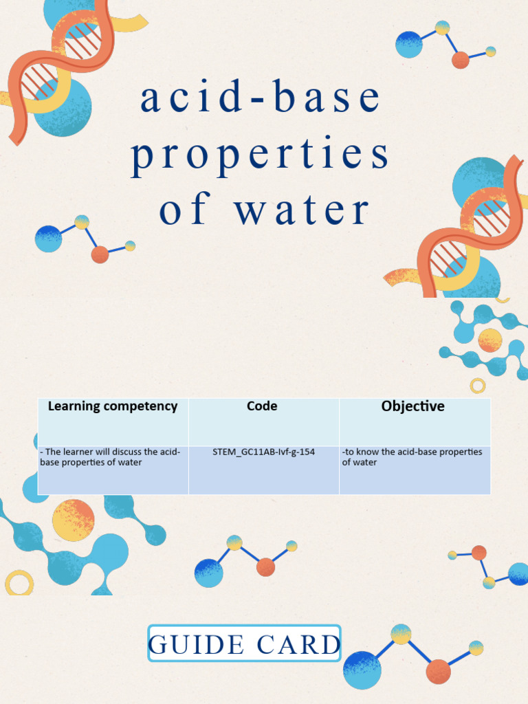 Acid-Base Properties of Water Explained | PDF | Acid | Ph