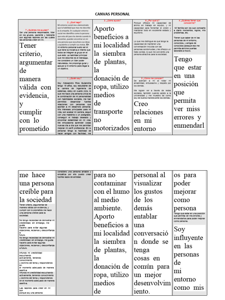 Esquema Canvas Personal | PDF | Liderazgo | Psicología Social