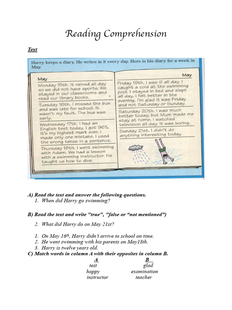 Reading Reading Comprehension Exercises - 2338 | PDF