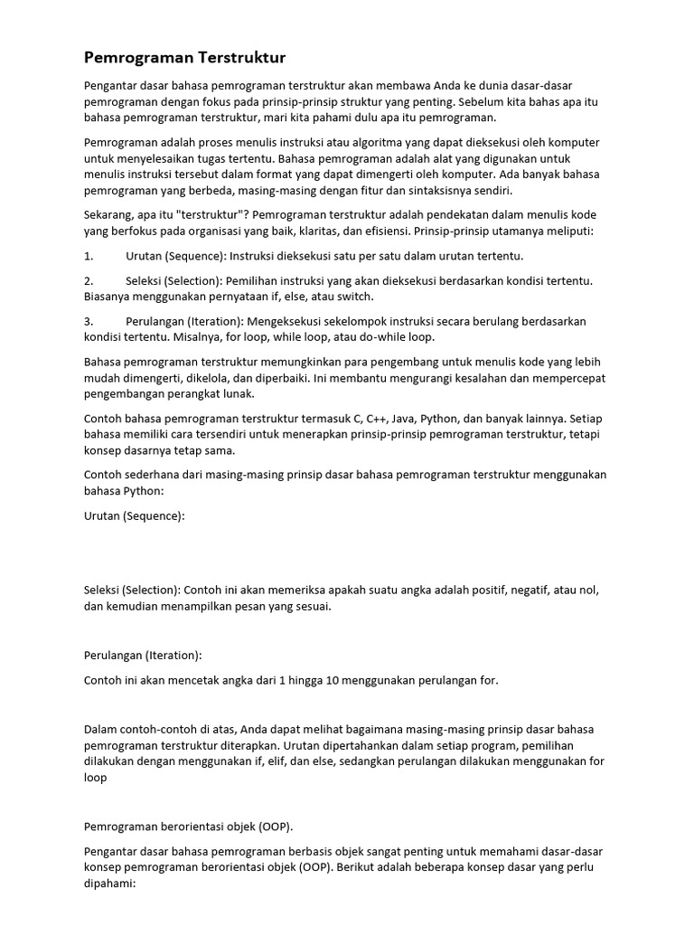 Pengantar Dasar Pemrograman Berorientasi Objek Coding Pdf