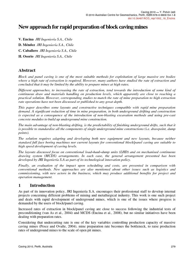 New Approach For Rapid Preparation of Block Caving Mines | PDF | Mining