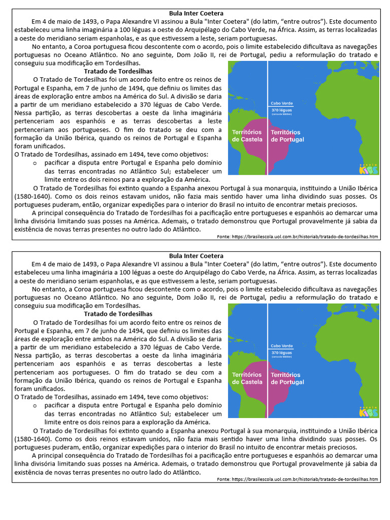 Bula Inter Coetera e Tratado de Tordesilhas | Download grátis PDF | Era ...