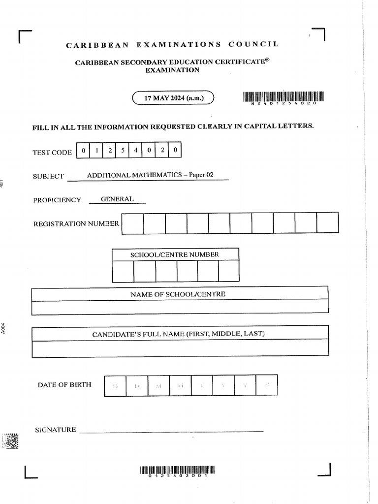 Additional Mathematics Paper 02 Pdf