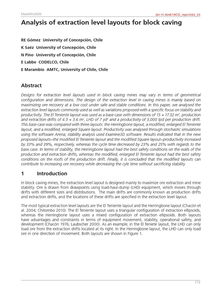Analysis of Extraction Level Layouts For Block Caving | Download Free PDF | Stress (Mechanics ...