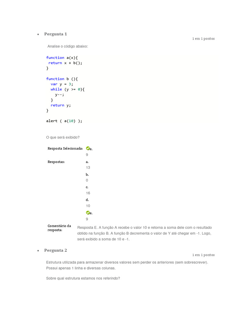 Algoritimo Quiz Um | PDF | Algoritmos | Script Java