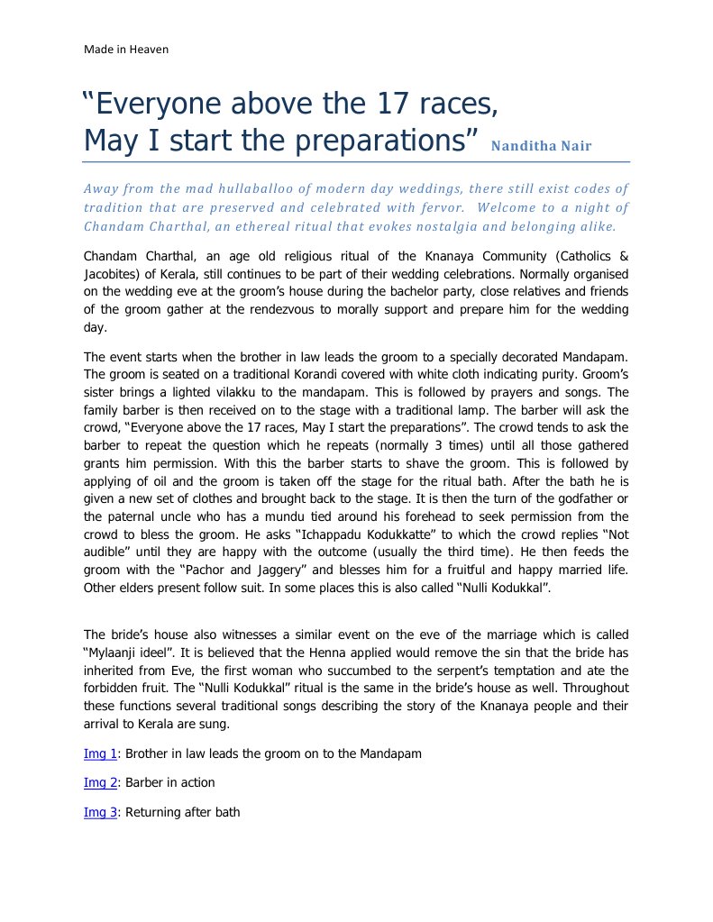 Chandam Charthal Wedding | PDF