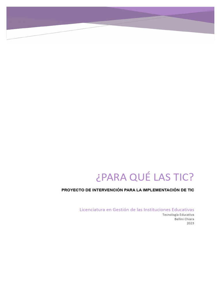 Proyecto para Implementación de TICs - Bellini Chiara - TE - 2023 | PDF | Maestros | Tecnología ...