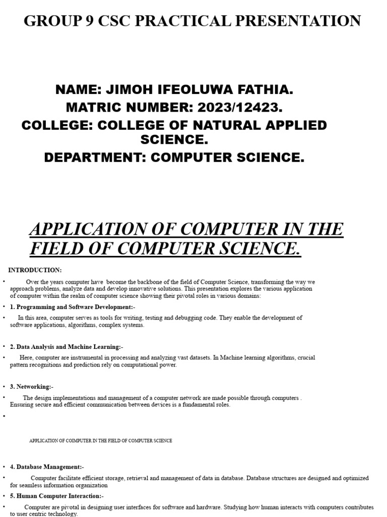 CSC Pratical Presentation Group 9-2 | PDF | Computer Science | Data