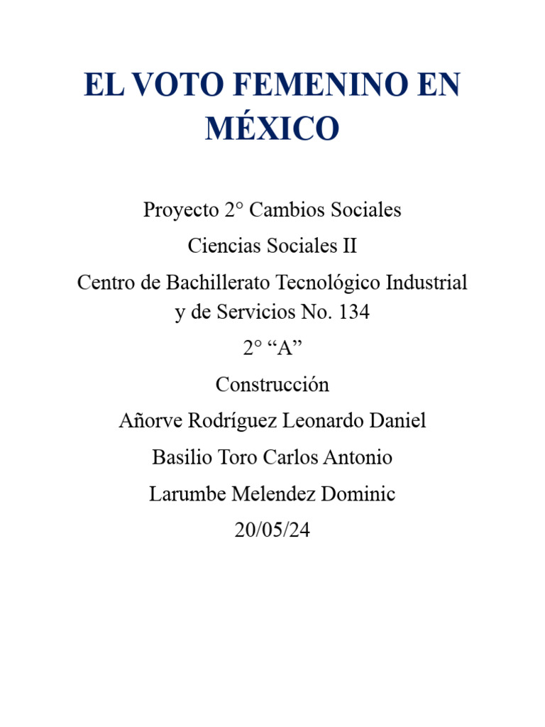 Voto Femenino en México: Historia y Logros | PDF | Mujer | Votación