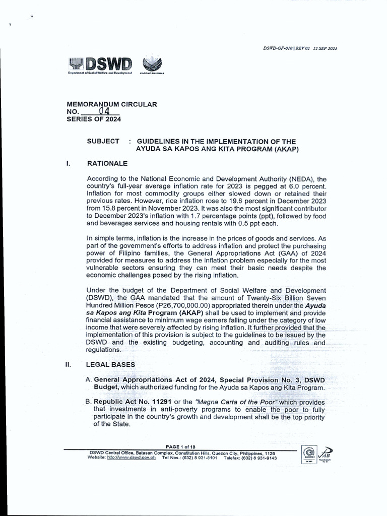 Guidelines in The Implemention of The AKAP | PDF