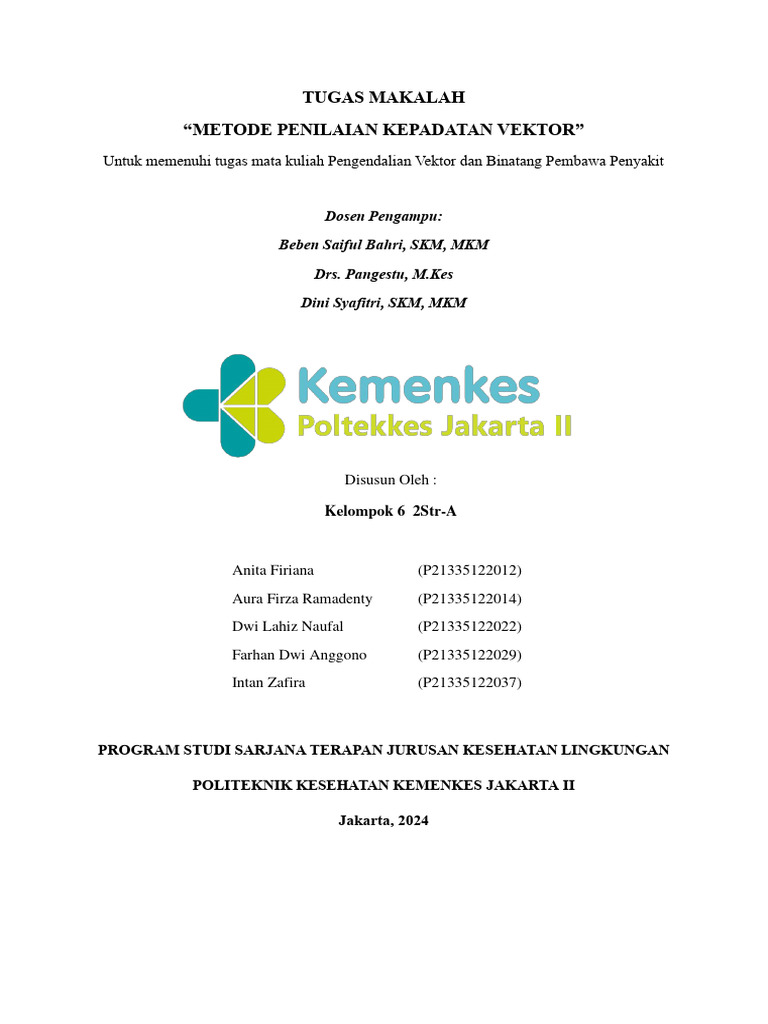 Makalah Pengendalian Vektor Dan Binatang Pembawa Penyakit - Metode ...
