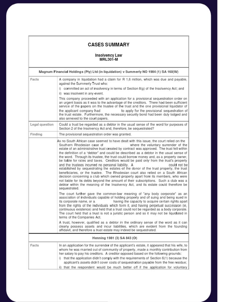 MRL Case Summaries | PDF