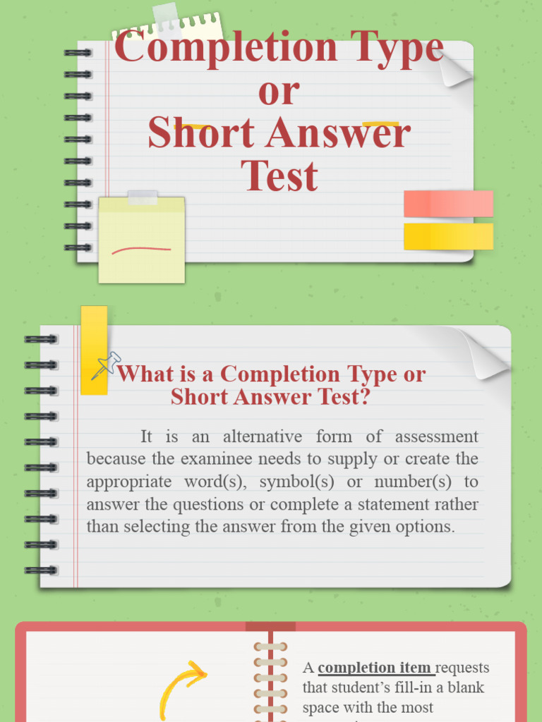 Completion Type Assessment | PDF | Multiple Choice | Question