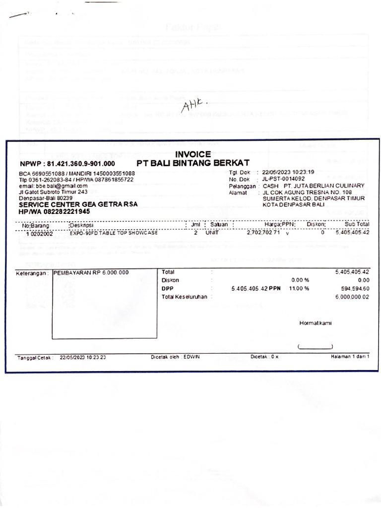 Ahk Dimsum - Pt. Bintang Bali Berkat Expo Table Top Showcas | PDF